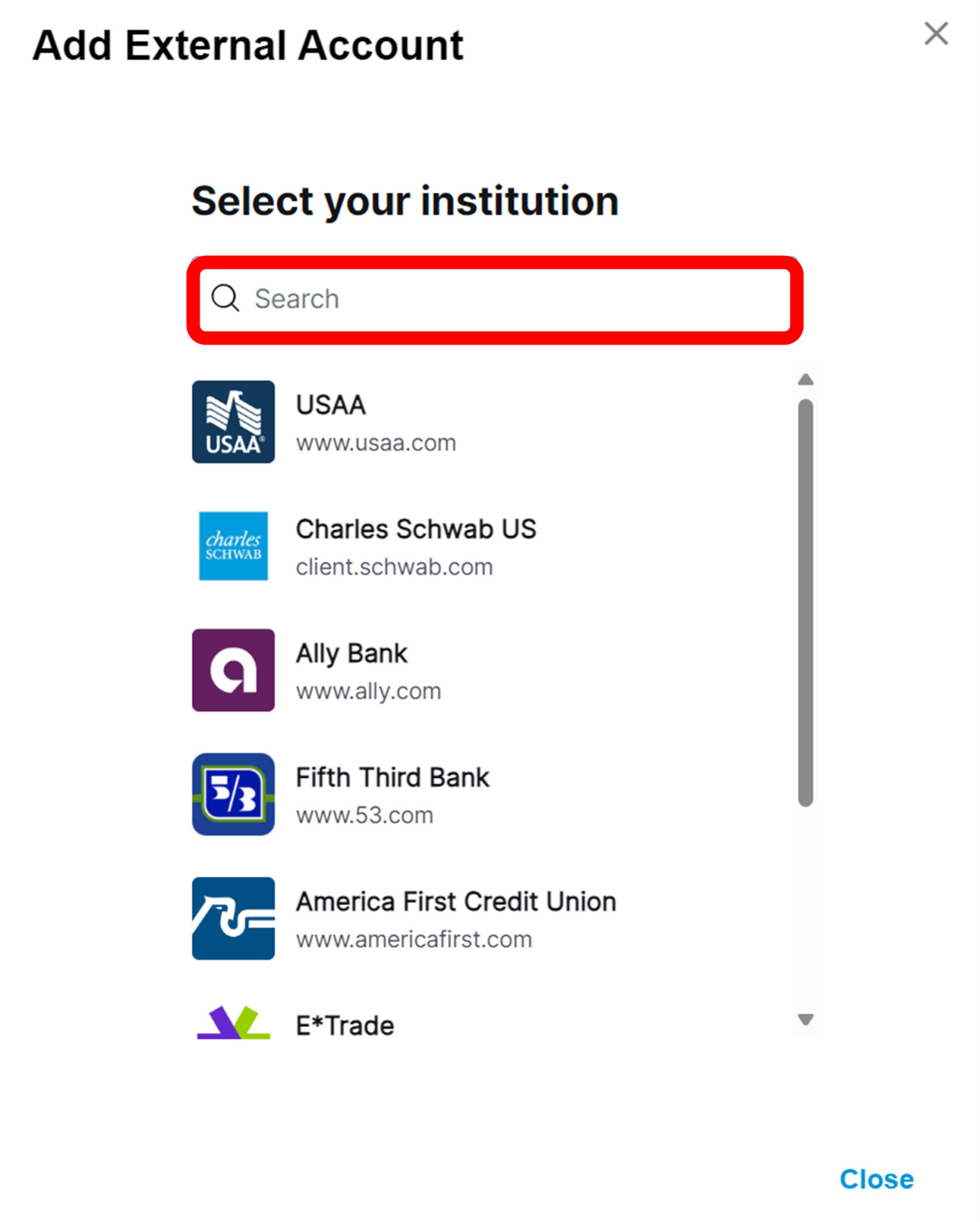 How do I transfer to and from my account at another financial ...